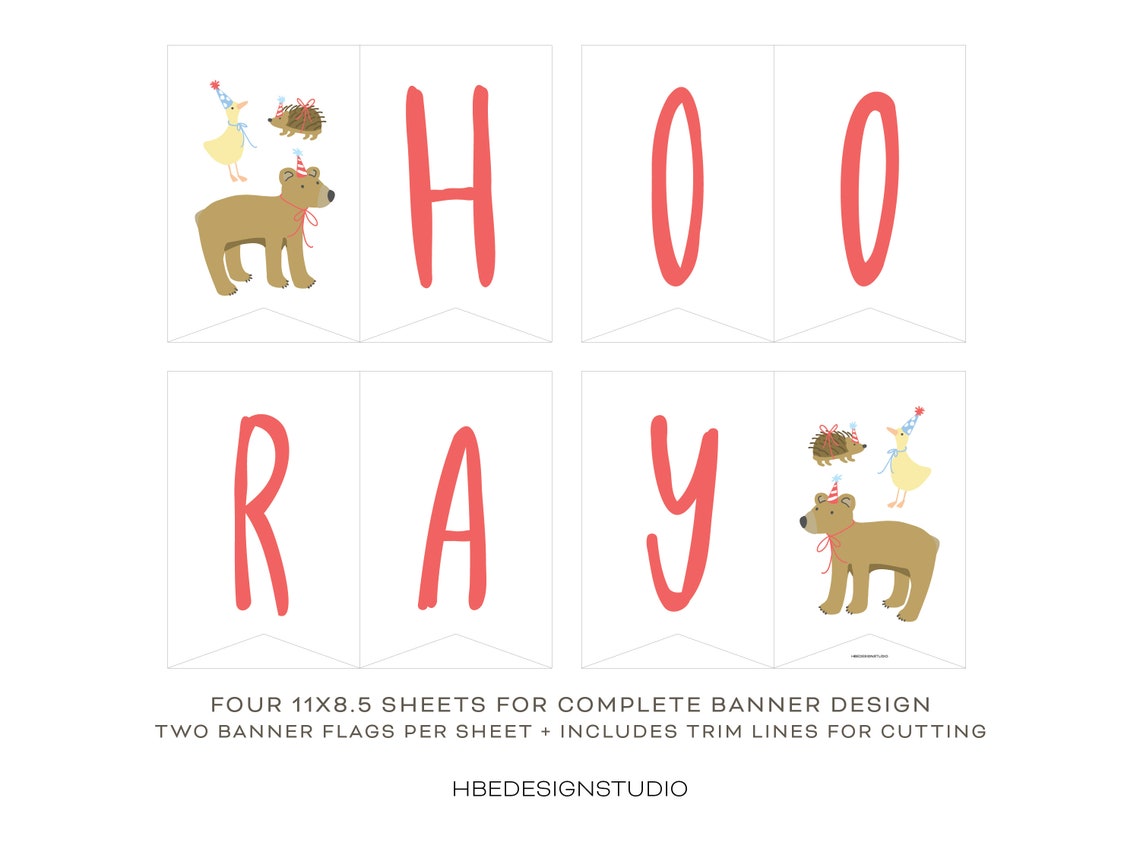 Birthday Banner Printable | Instant Download | Party Animals Printables ...