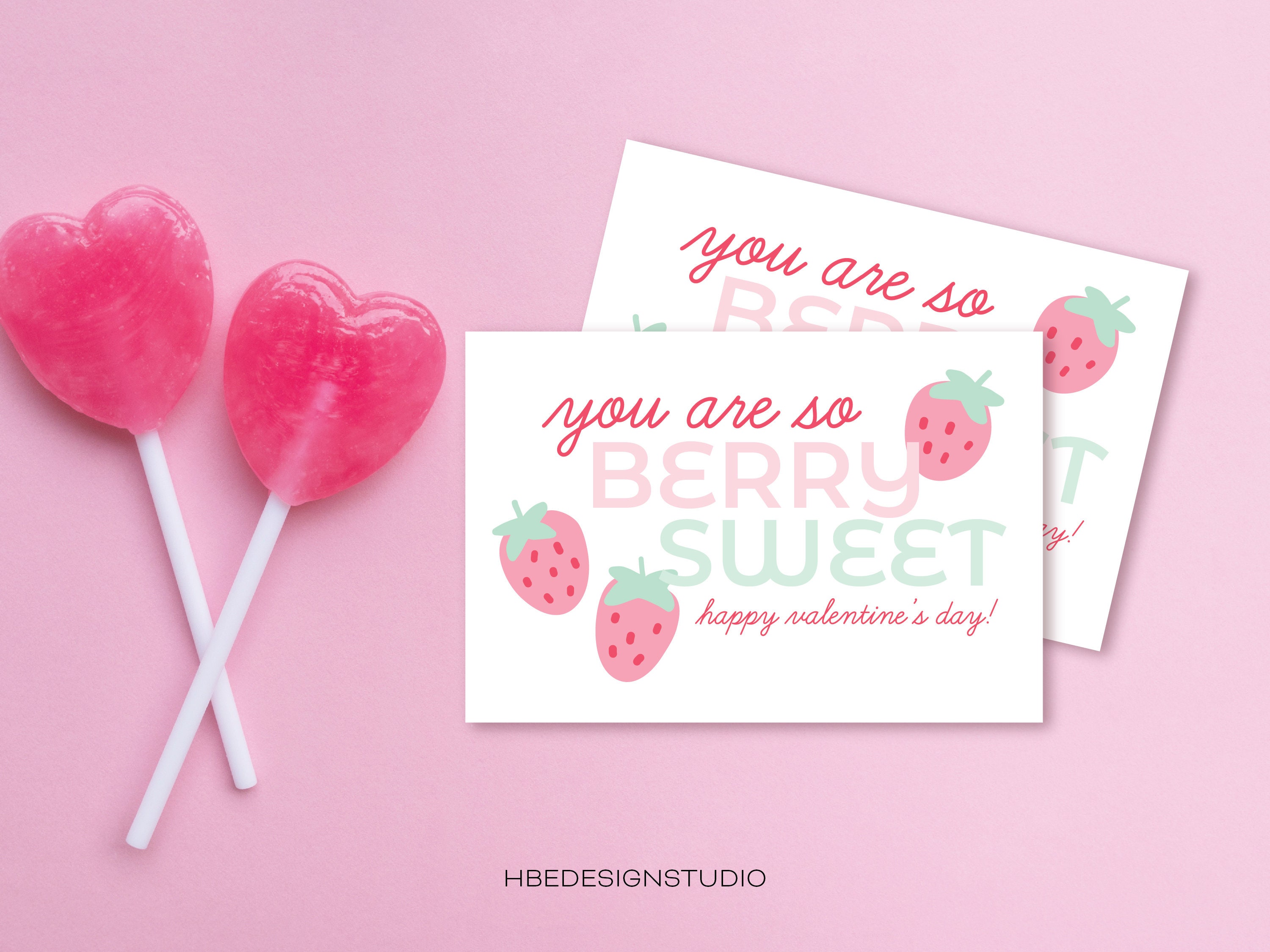 Strawberry Valentine Printable Instant Download Valentine Printables ...