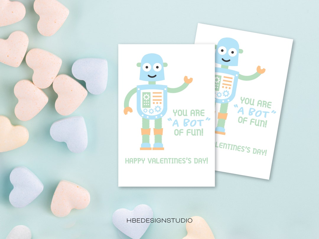 Printable Robot Valentine: DIY Cards (PDF File) - Etsy