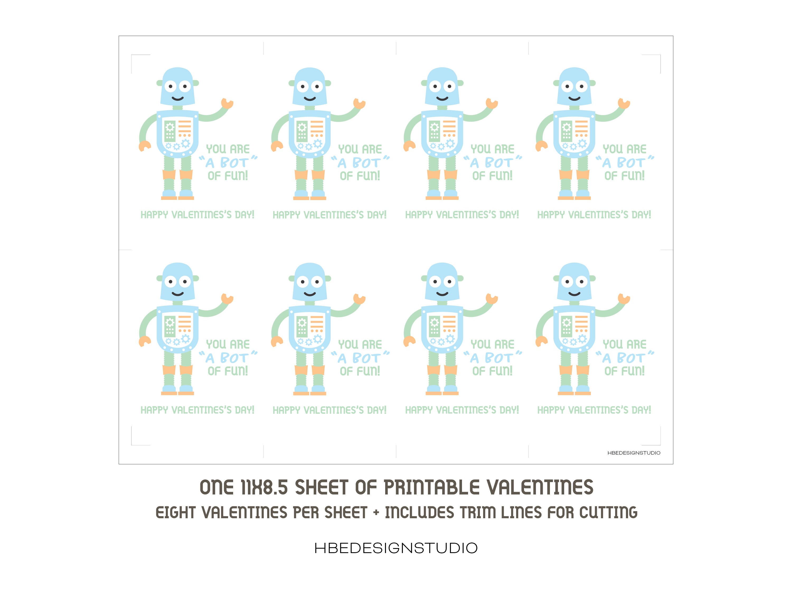 Go Go Robot Valentine Printable | Instant Download | Valentine ...