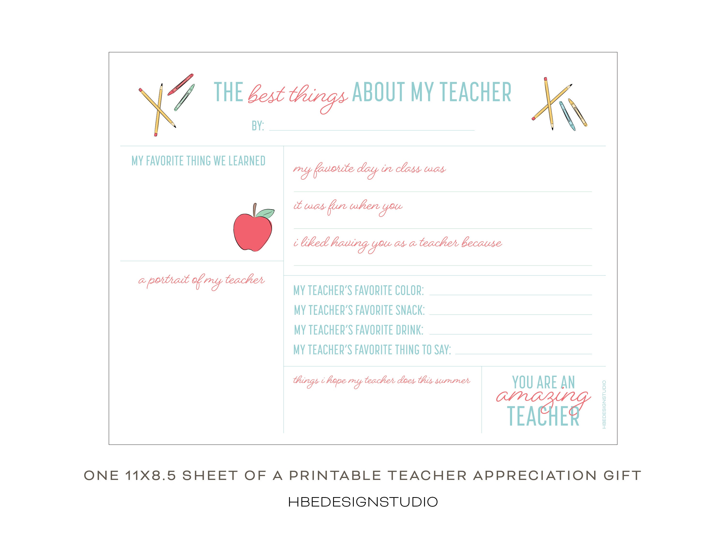 Teacher Appreciation Gift | Instant Download | Teacher Gift Printables ...