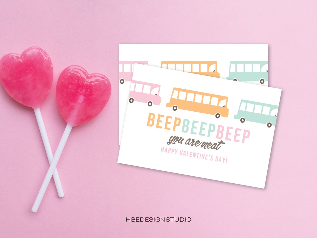 Beep Beep Bus Valentine Printable Instant Download Valentine Printables ...
