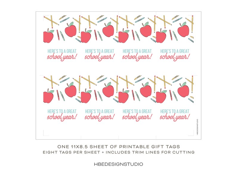 Back to School Teacher Gift Tags | Instant Download | Back to School ...