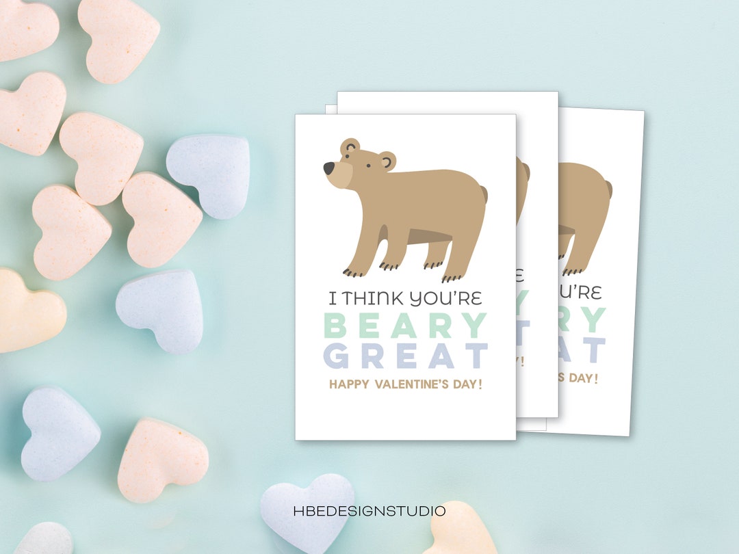 Beary Great Valentine Printable | Instant Download | Valentine ...