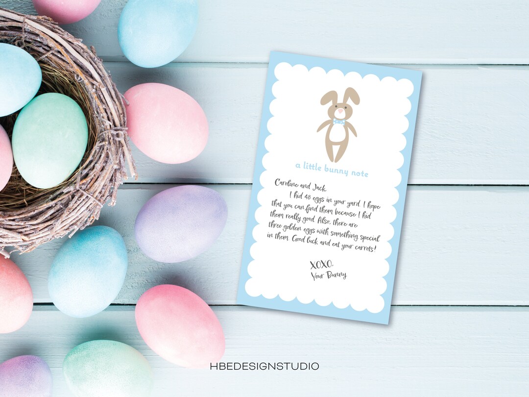 Printable Easter Bunny Note Card (PDF) - Etsy