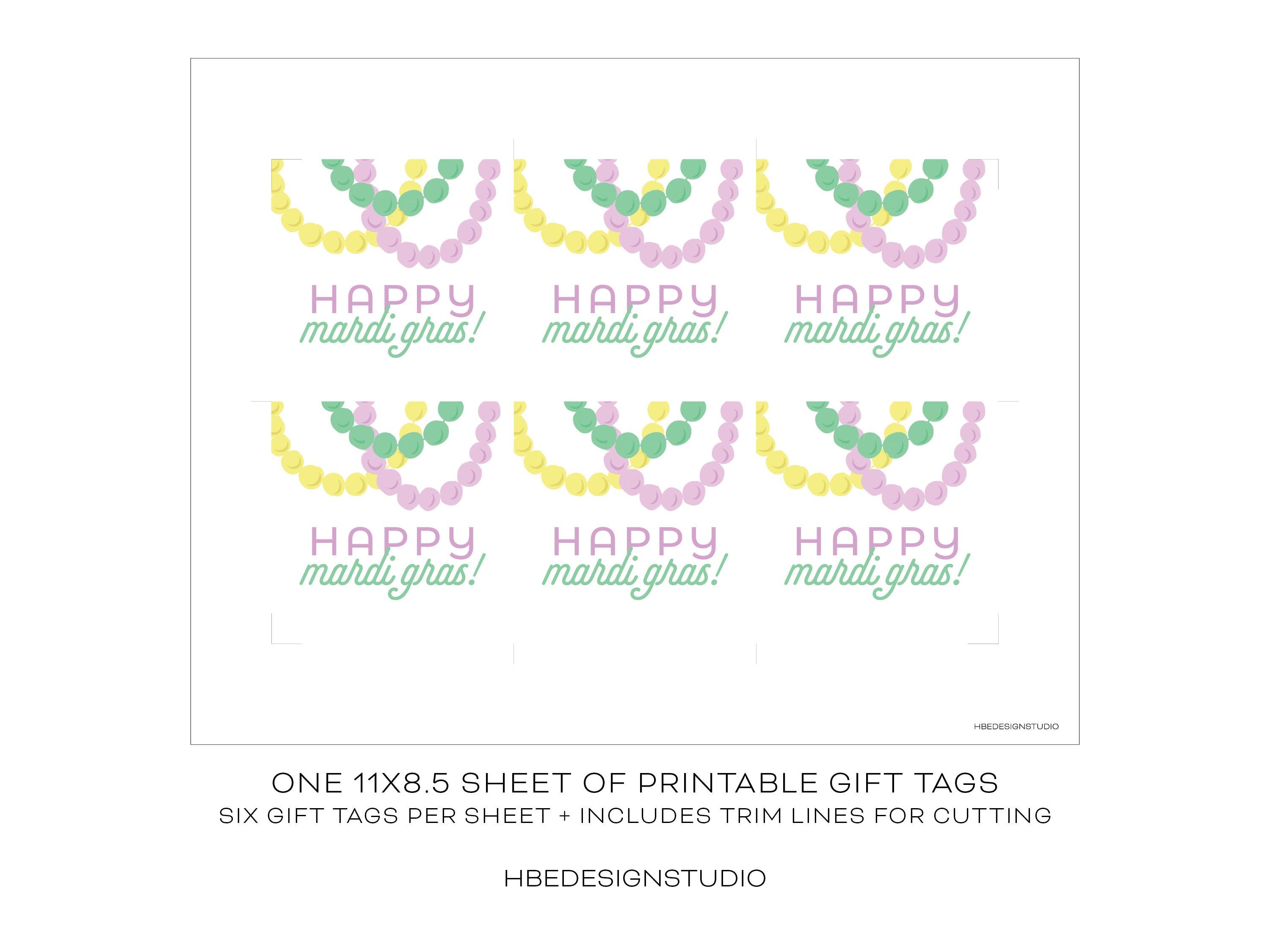 Printable Mardi Gras Gift Tag: DIY Bead Design (PDF) - Etsy