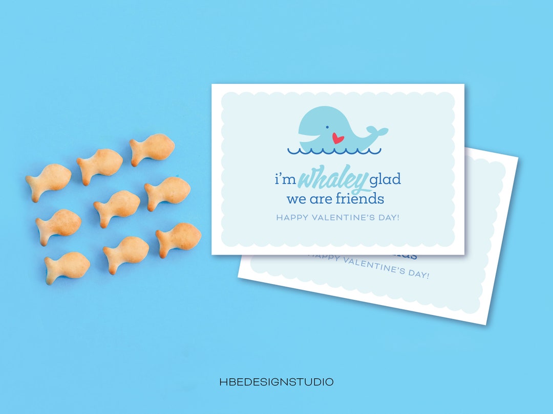 Printable Whale Valentine: DIY Kids Cards (PDF) - Etsy