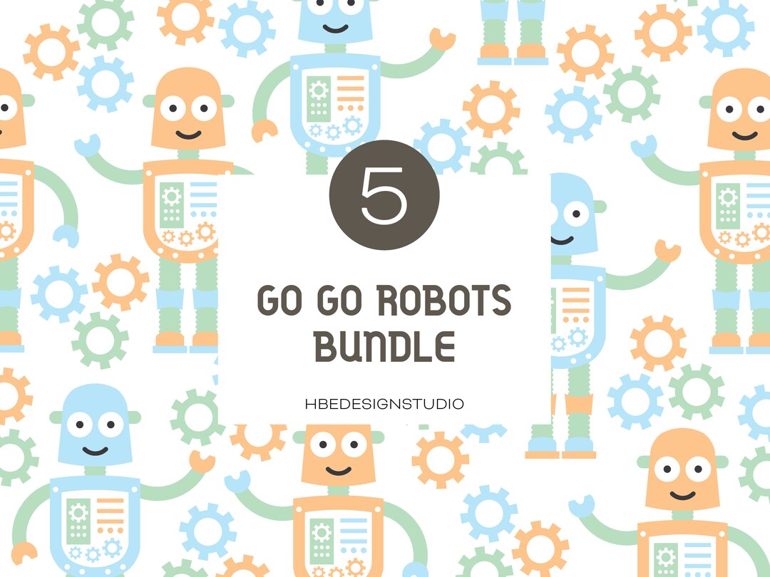 Robot Clip Art Bundle: DIY Valentine, Digital Patterns (instant ...