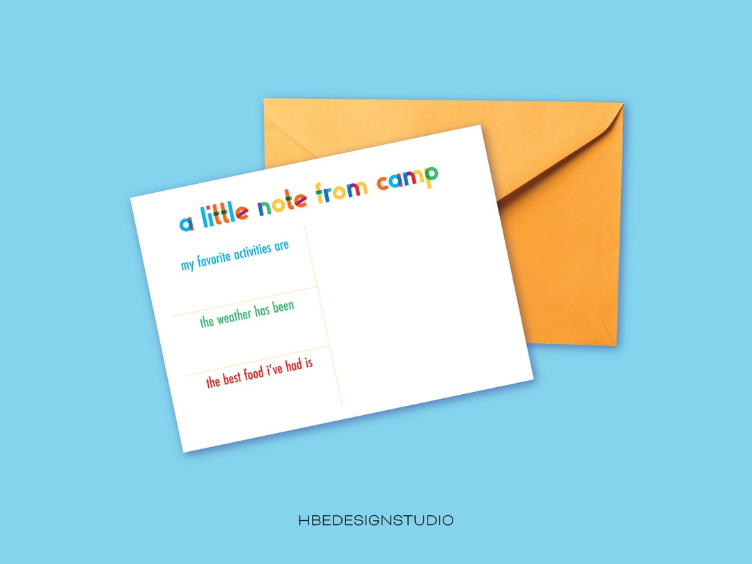 Printable Summer Camp Notecard: Fill-in Notes (PDF) - Etsy