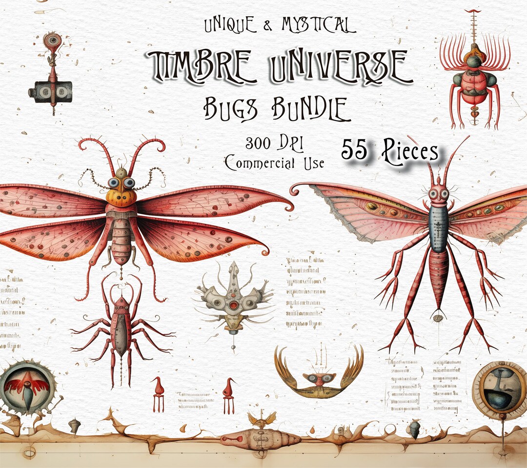 Unique Timbre Universe Red Bugs Tribe Species Bundle,clipart,journal ...
