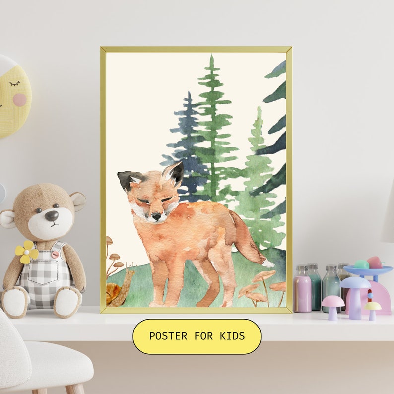 Digital Poster Forest Animals A2 Nursery Poster Boy Nursery Poster Girl ...
