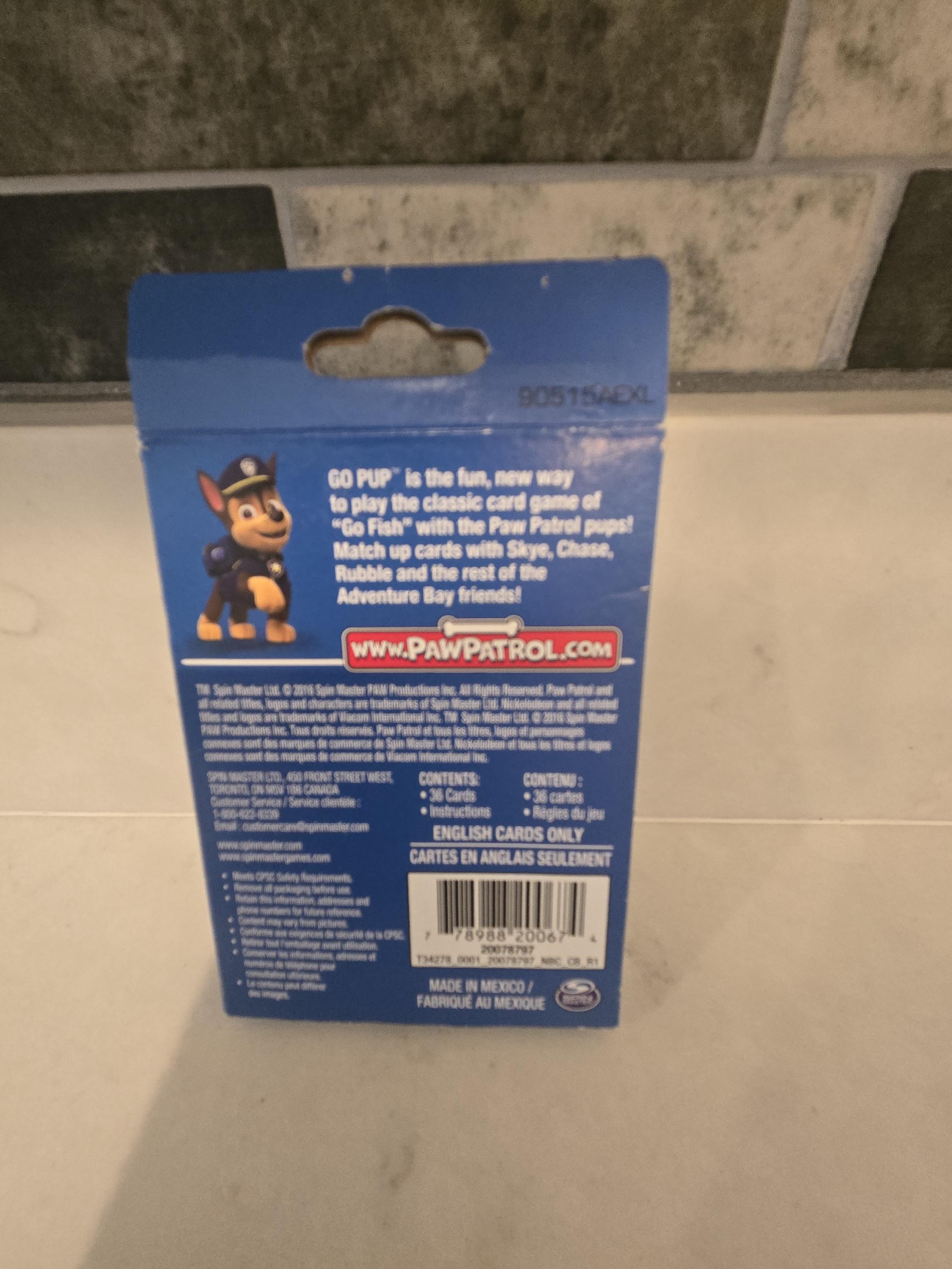 Nickelodeon Paw Patrol Go Pup Card Game/go Fish /preschool Card Game ...