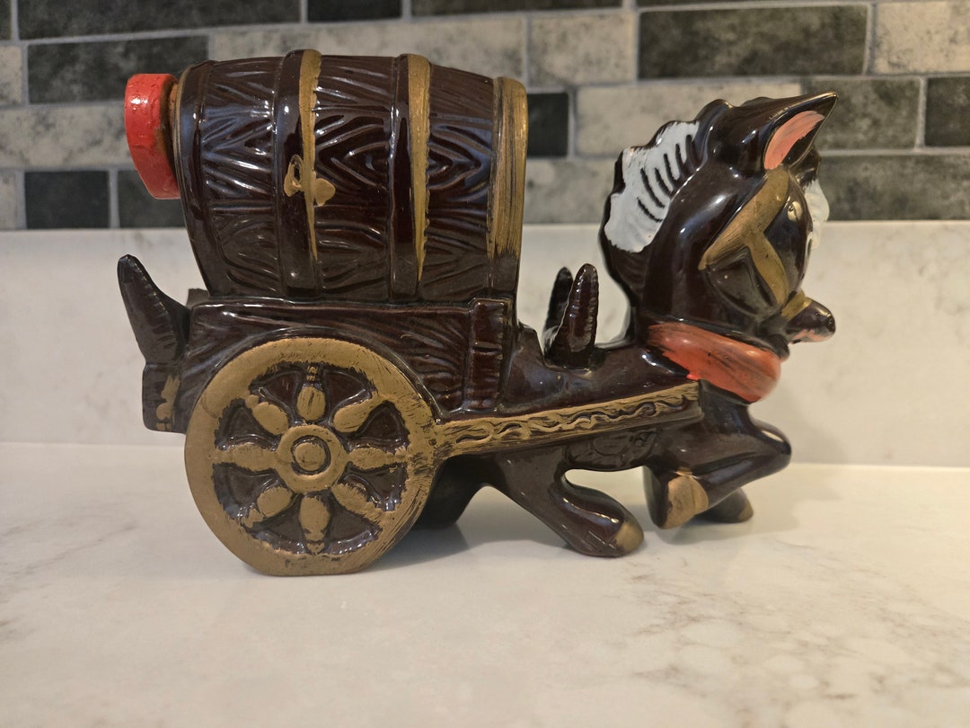 Vintage Brown Donkey With Cart Decanter Bottle/vintage/collector ...