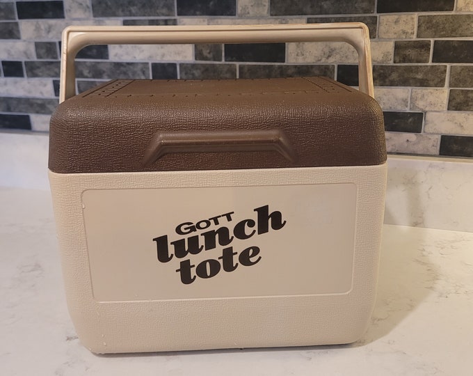 Gott Tote 6 Retro Vintage Personal Cooler Lunchbox Model 1806 Brown Tan ...