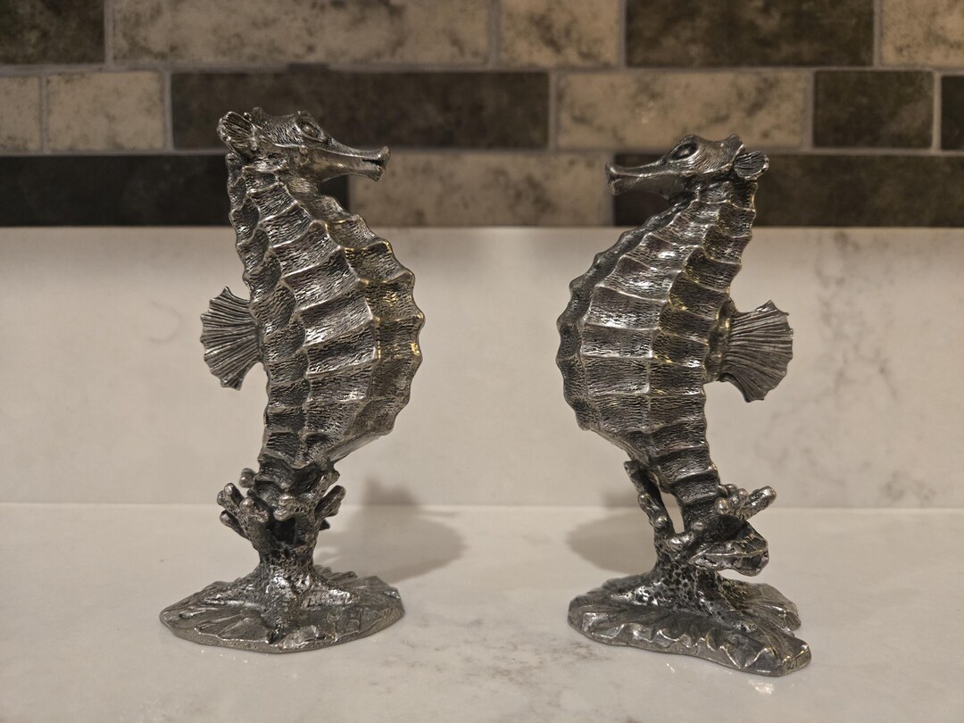 Vegabond House Pewter Metal Nautical/ocean Seahorse Salt and Peper ...