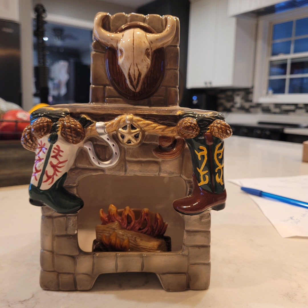 Figi Graphics Ceramic Western Chiminea Candle Holder Holiday Complete ...