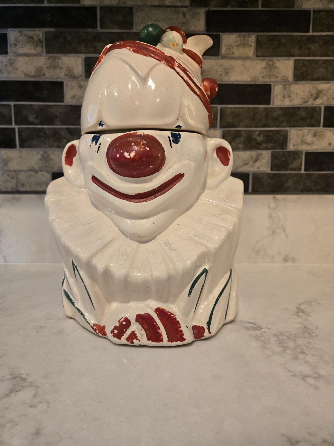 1940's Mccoy Smiling, Diamond Eyes Clown Bust Cookie Jar, Hand ...