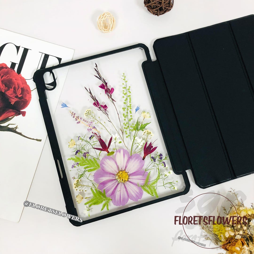 Pressed Flower Flap Case With Auto Sleep Wake up for iPad Air Pro 11 ...