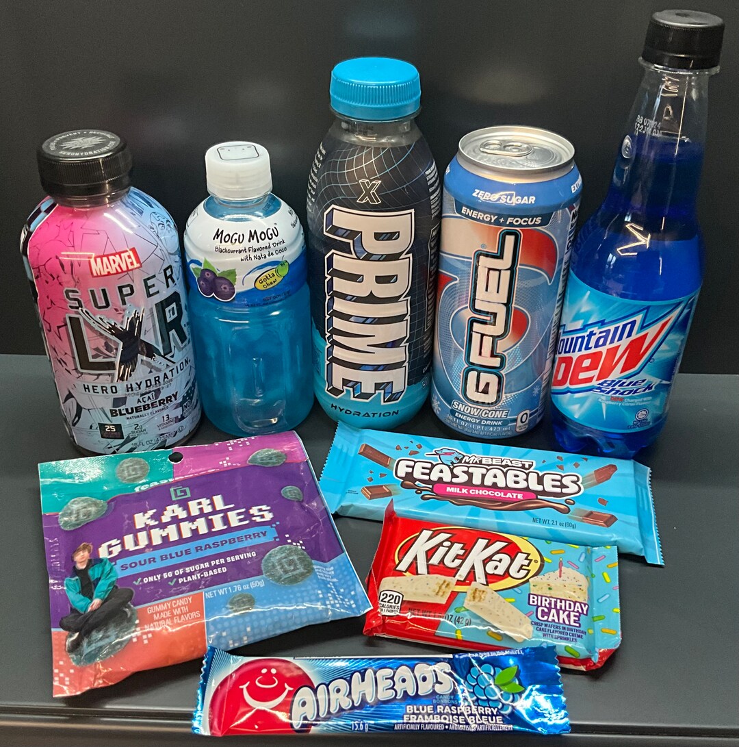 American Candy Blue Bundle, Prime X Blue, Gfuel Snow Cone, Mountain Dew ...