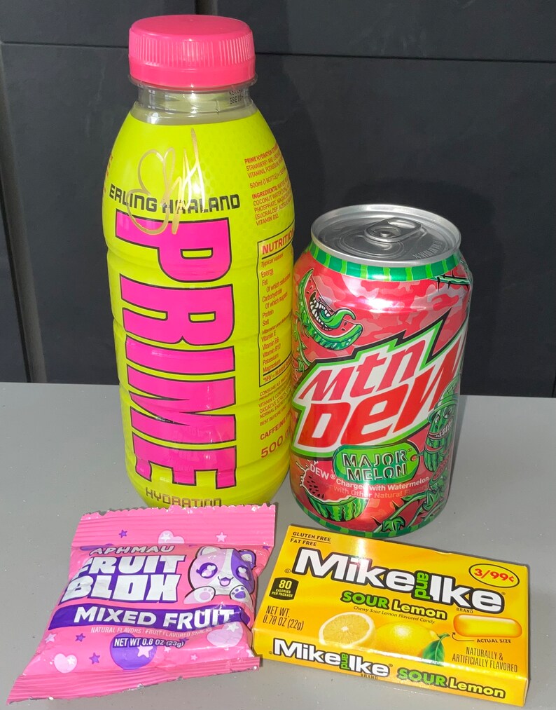 Prime Hydration Erling Haaland, Mountain Dew Major Melon, Mike Ike ...