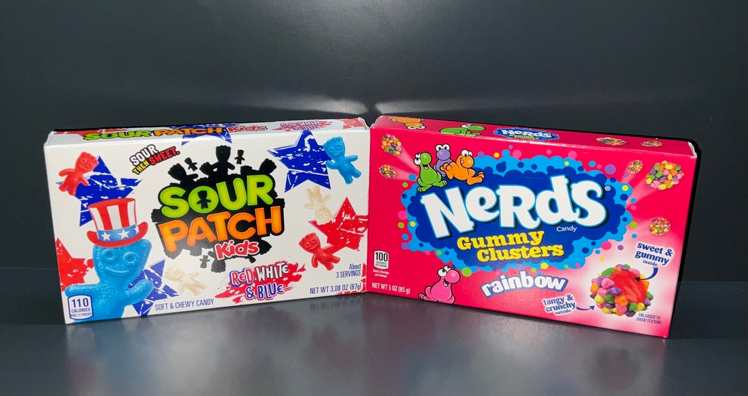 Nerds Gummy Clusters Candy Box and Sour Patch Kids Red White and Blue ...