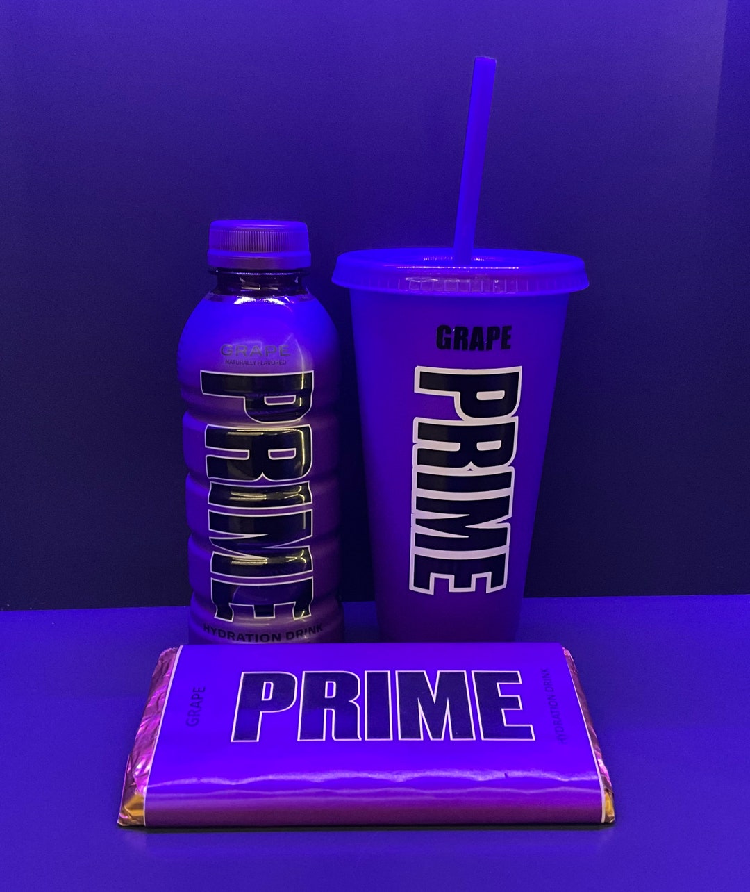 Prime Hydration Grape, Prime Grape Cup & Prime Grape Chocolate Bar ...