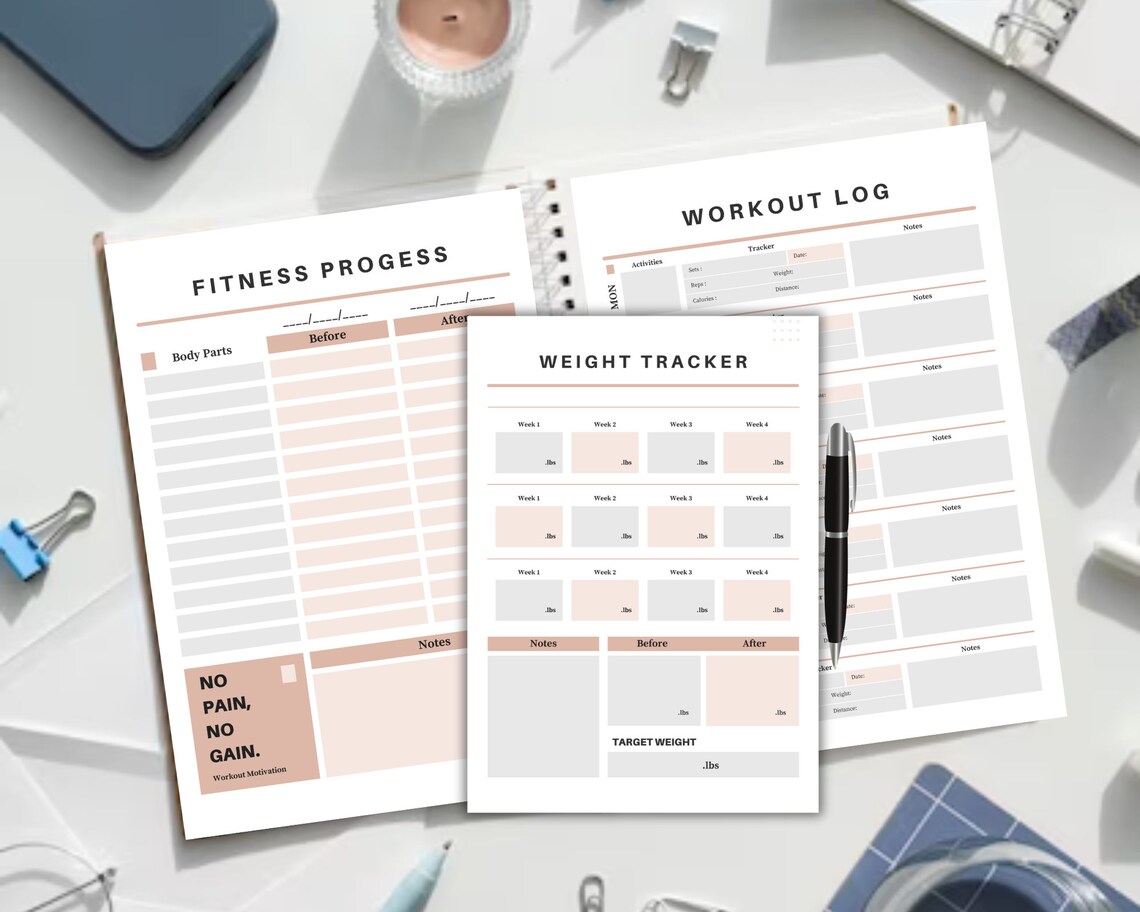 Digital Fitness Planner, Workout Planner, Self Care Planner, Weight ...