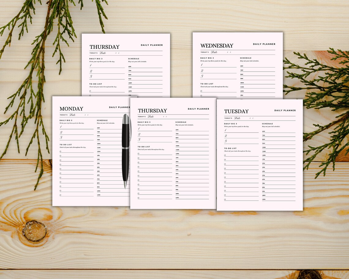 24 Hour Daily Planner Printable, Hourly Planner, Weekly Planner ...