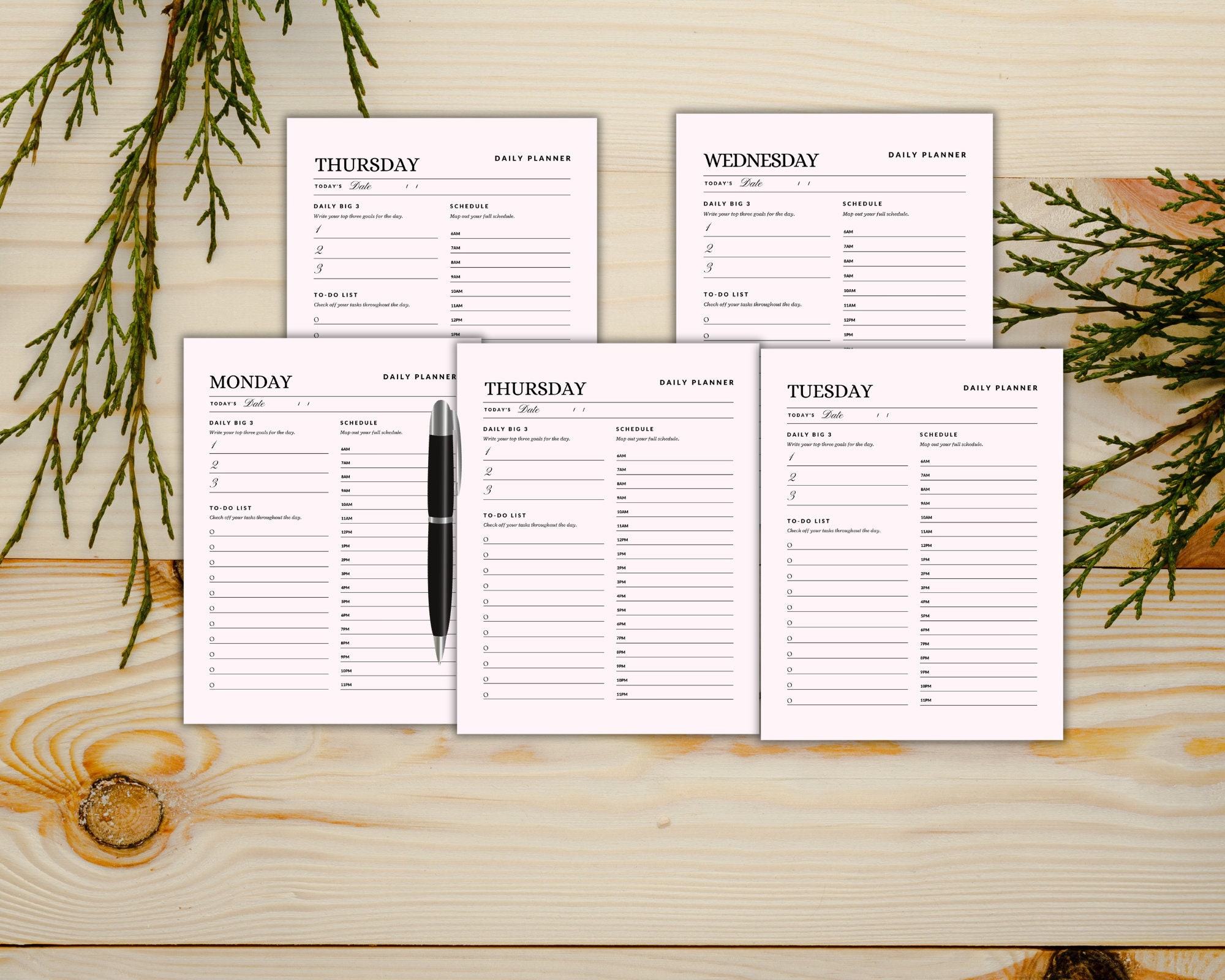 24 Hour Daily Planner Printable, Hourly Planner, Weekly Planner ...