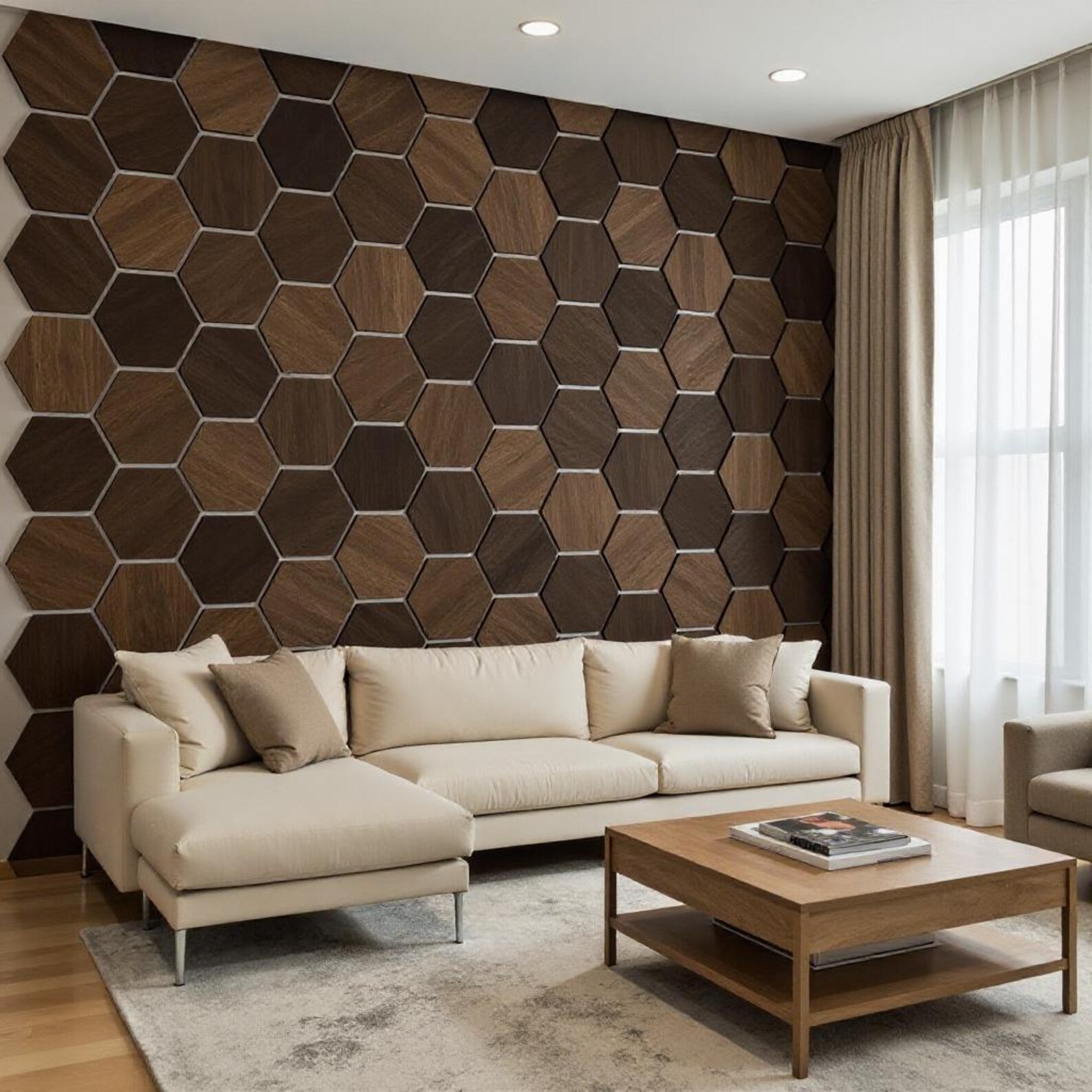Hexagon Wall Panels, Honeycomb Wood Art, Decorative Wall Panels, Wood ...