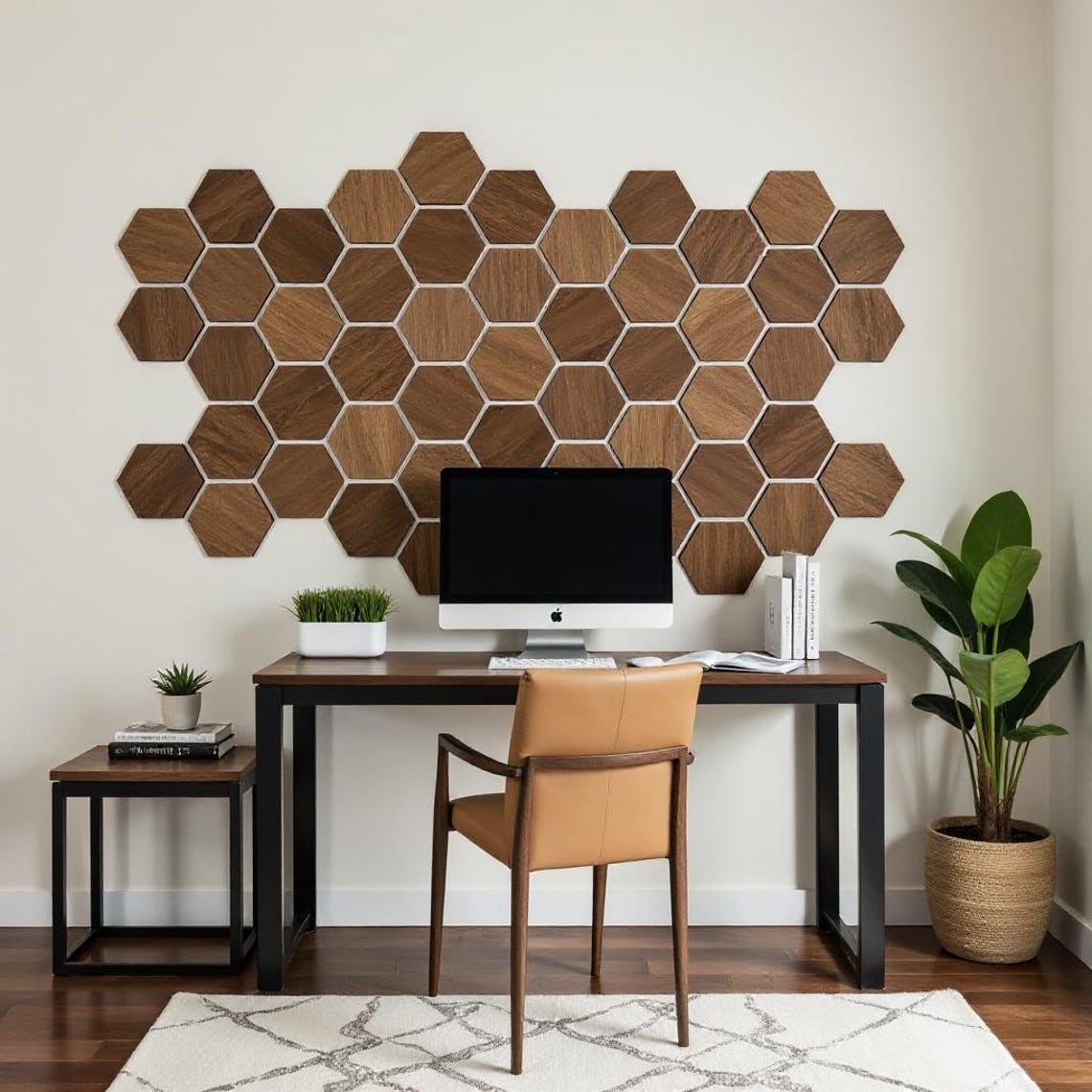 Hexagon Wall Panels, Honeycomb Wood Art, Decorative Wall Panels, Wood ...