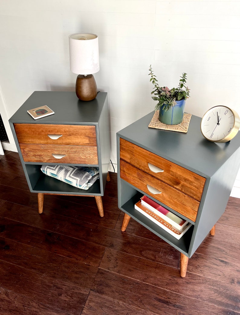 SOLD* Beautiful MCM Wood Night Stands - Etsy
