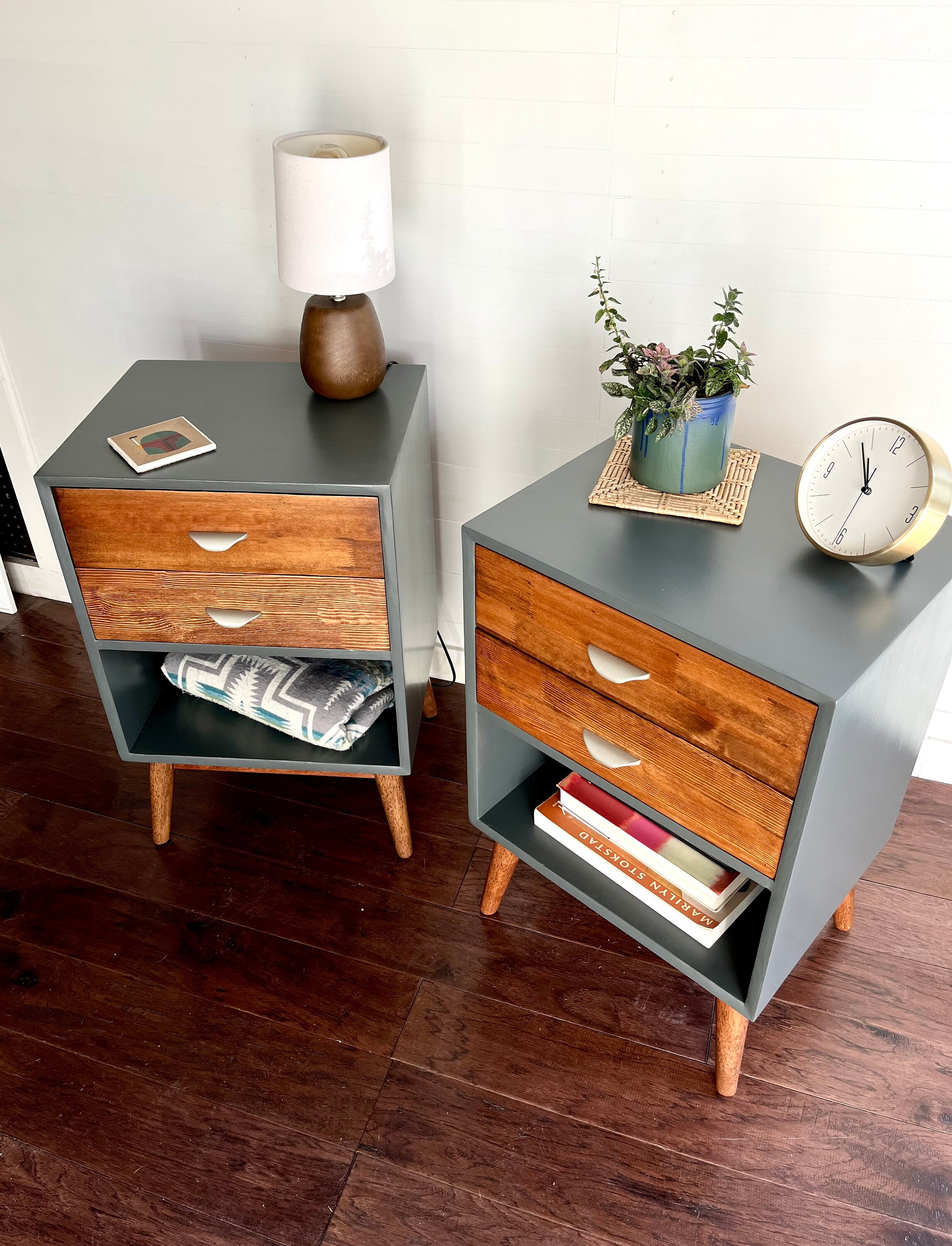 SOLD* Beautiful MCM Wood Night Stands - Etsy