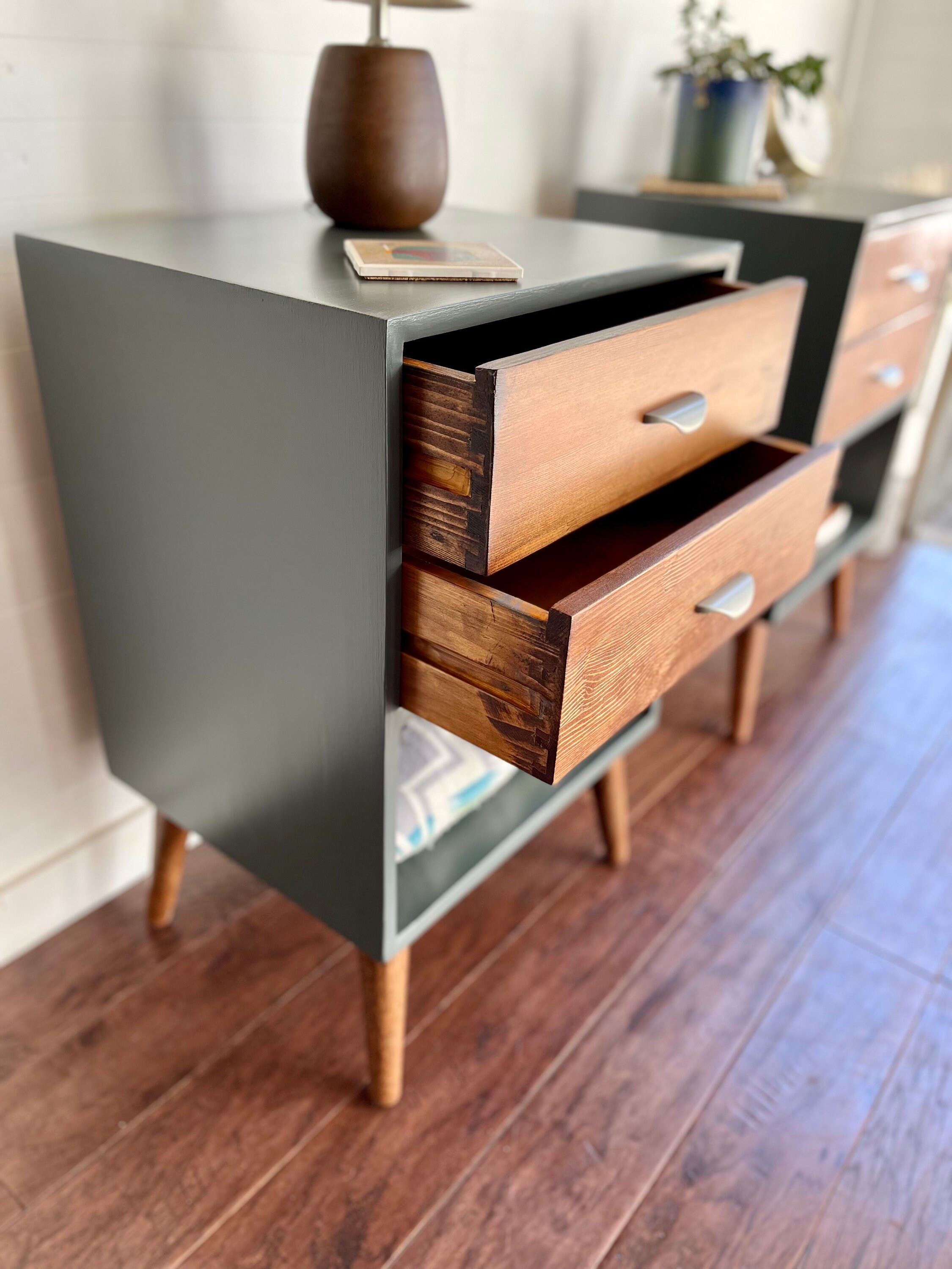 SOLD* Beautiful MCM Wood Night Stands - Etsy