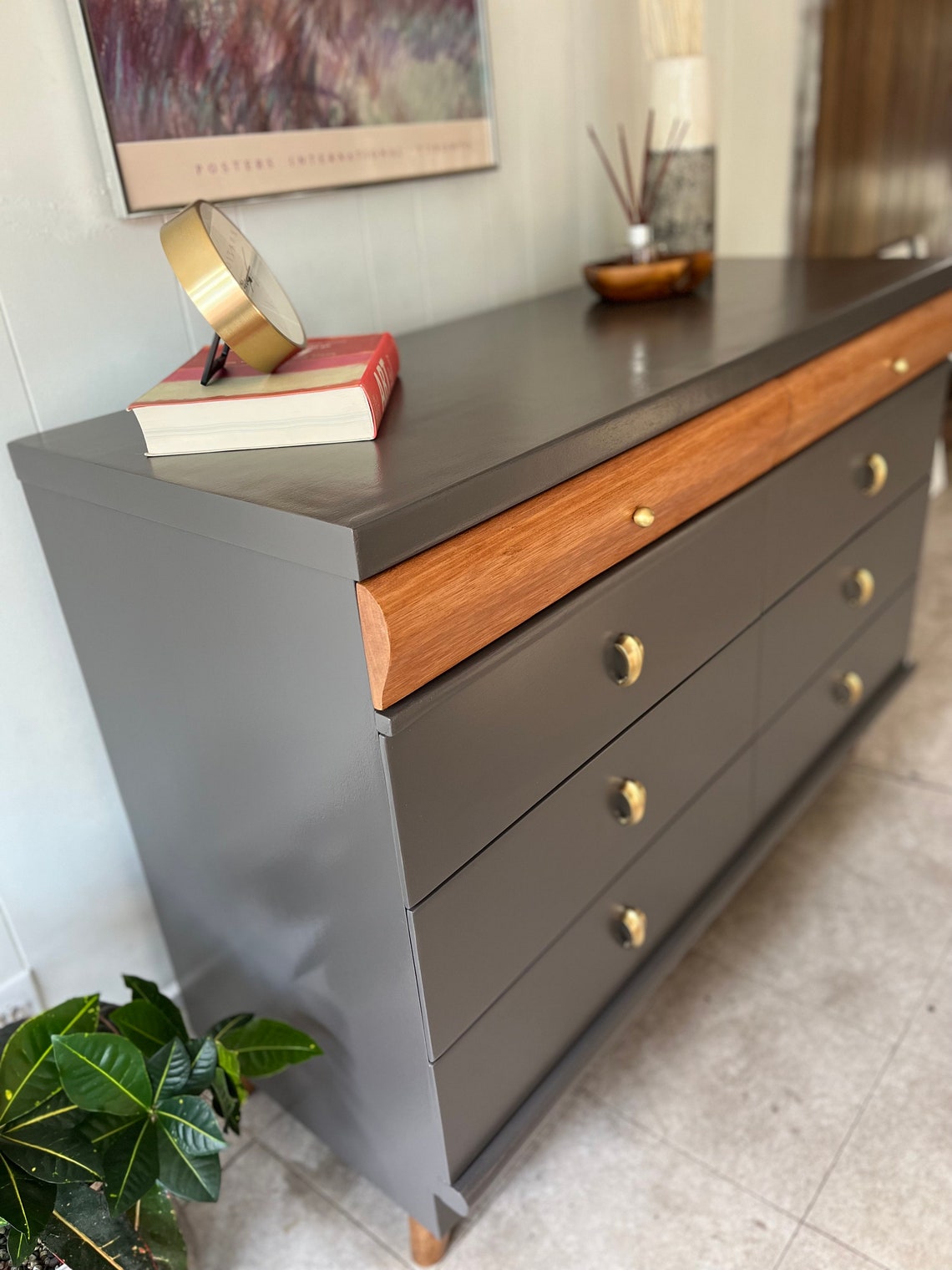 SOLD * Super Cool Slate Gray MCM Dresser - Etsy