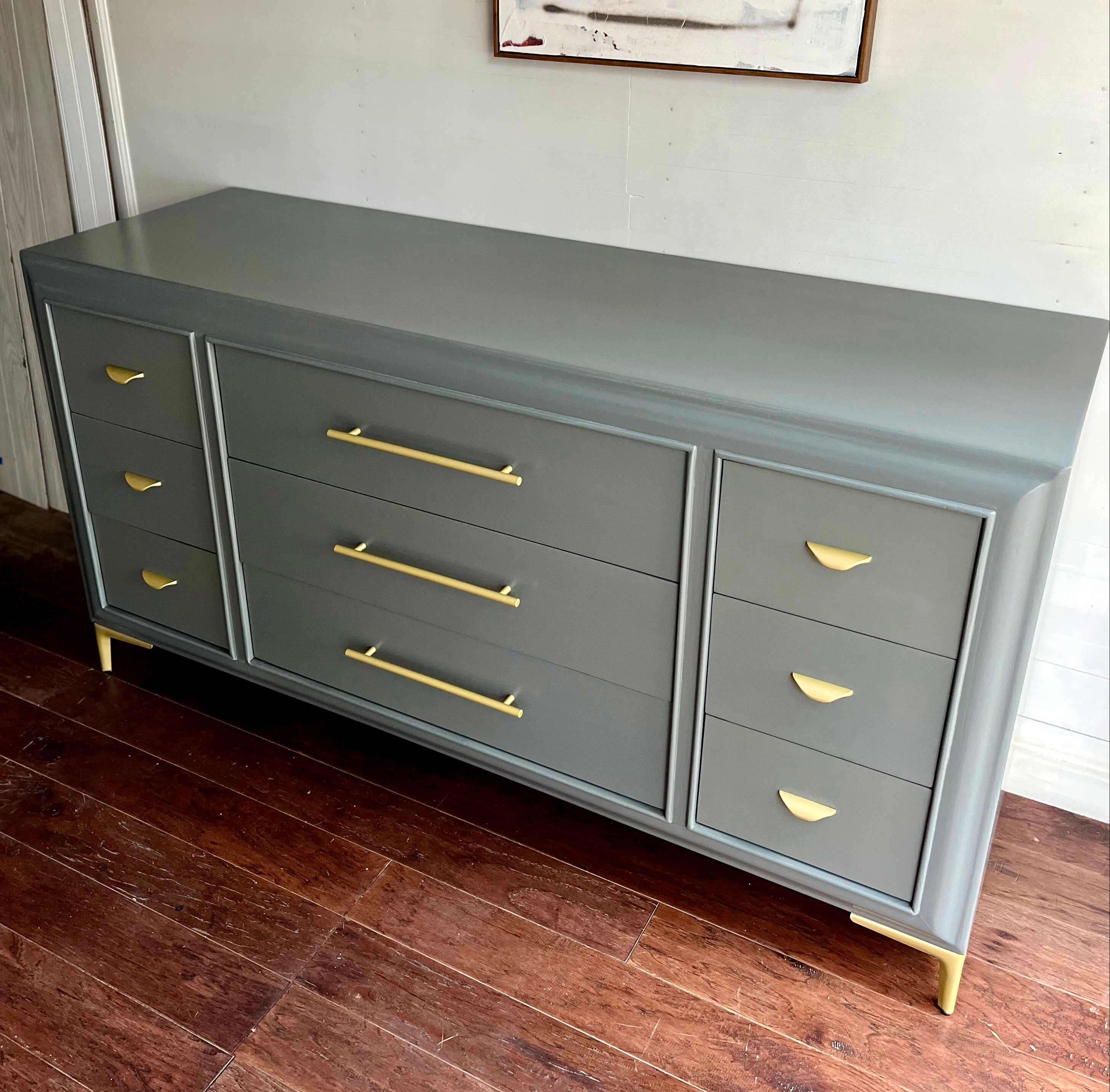SOLD * MCM Refurbished Sage Green Dresser - Etsy
