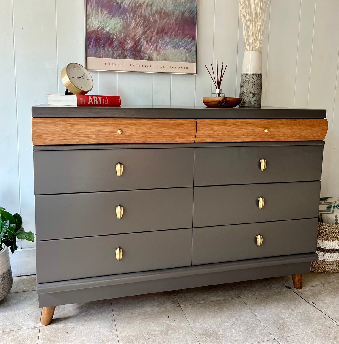 SOLD * Super Cool Slate Gray MCM Dresser - Etsy