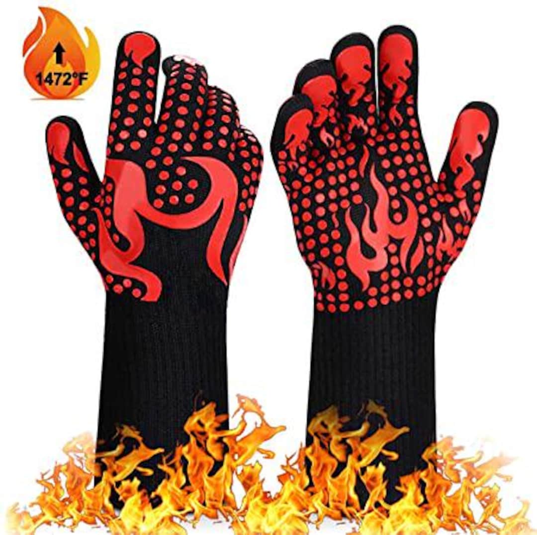 BBQ Gloves 1472 Degrees Extreme Heat Resistant Protective Cooking ...