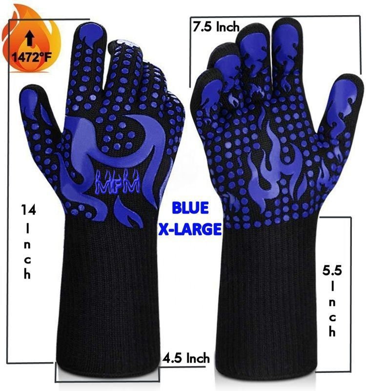 BBQ Gloves 1472 Degrees Extreme Heat Resistant Protective Cooking ...