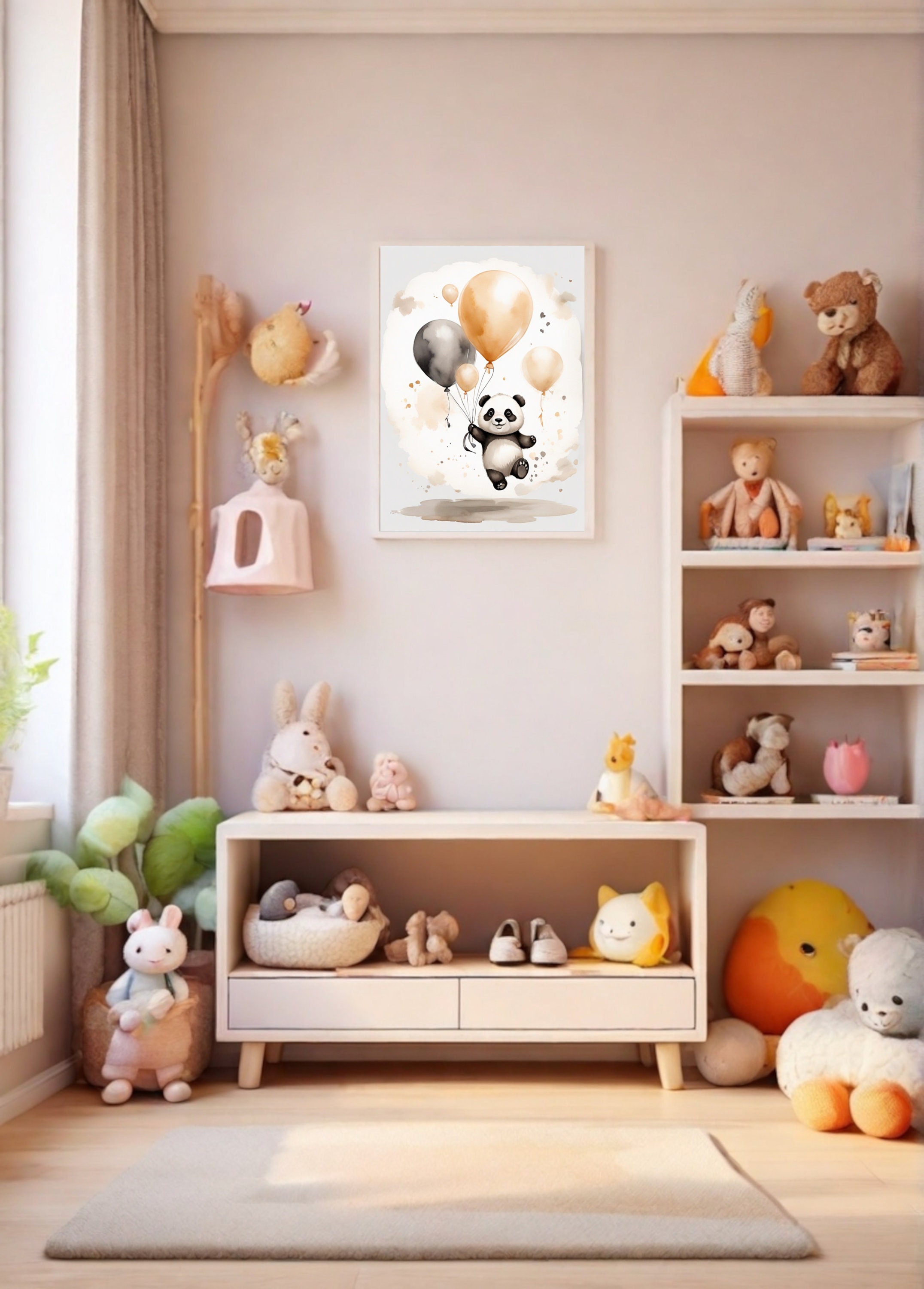 Panda Nursery Wall Art Panda Nursery Decor Digital Prints Baloon ...