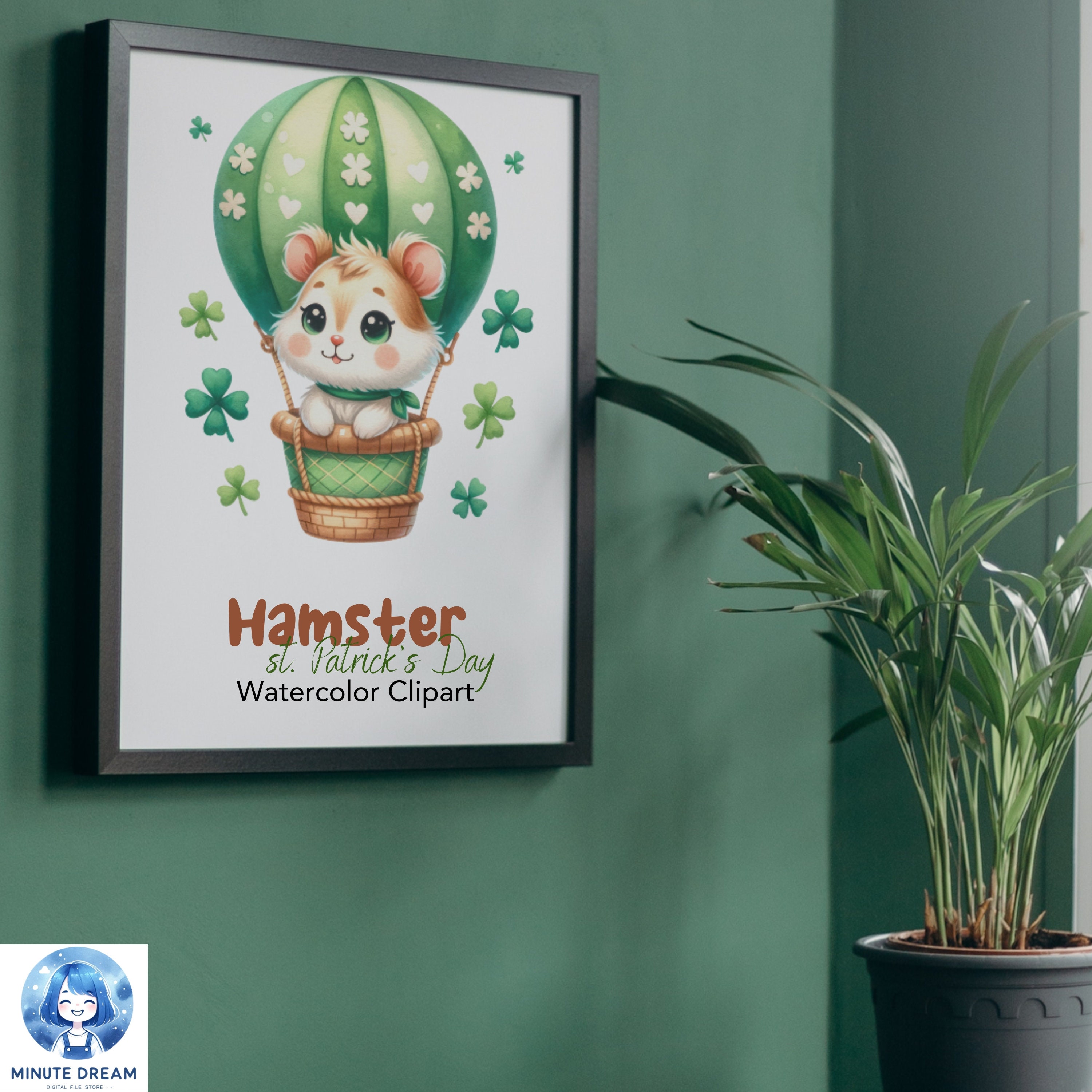 Cute Hamster St. Patrick's Clipart, Saint Patrick's Day, Watercolor ...