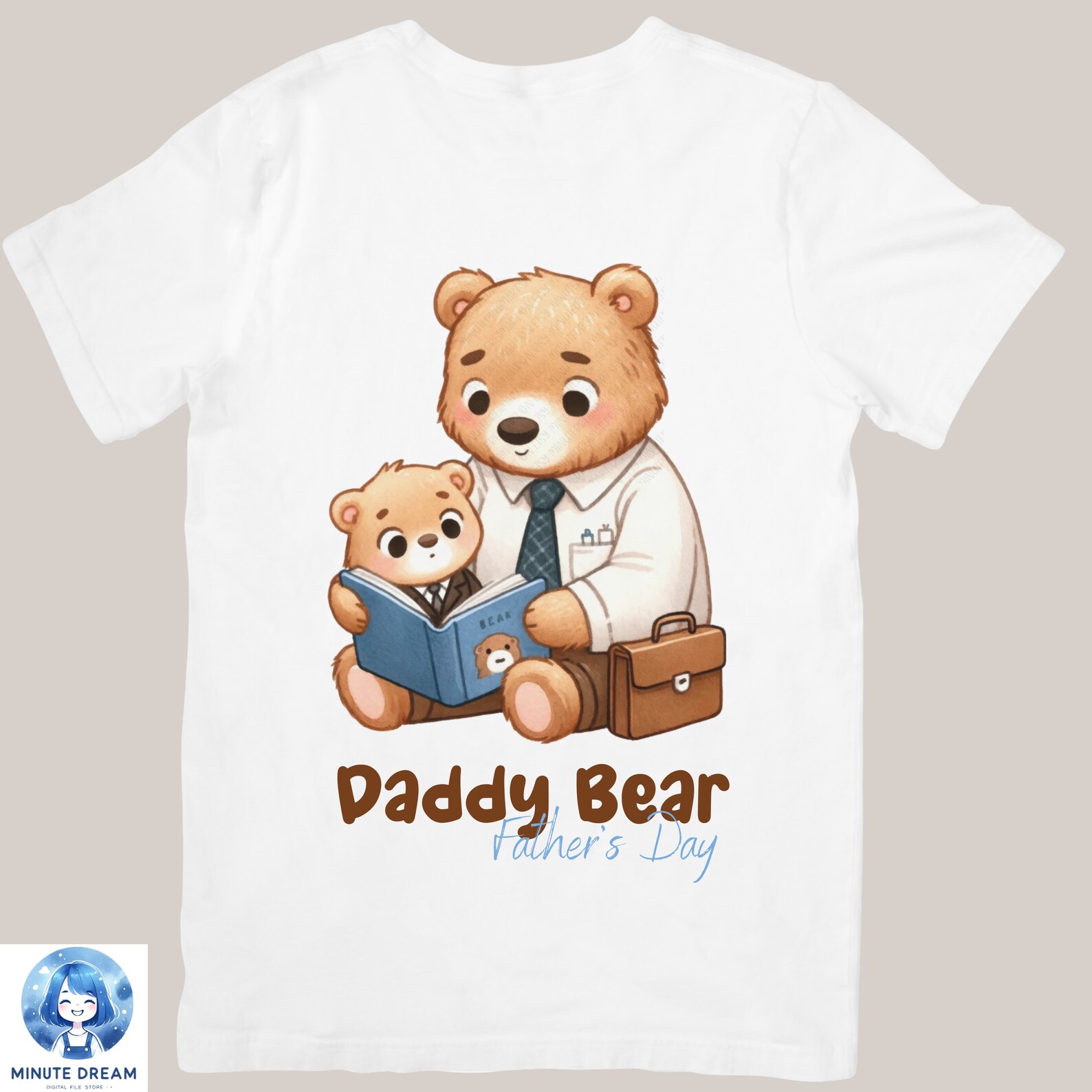 Daddy Bear Clipart, Father's Day, Watercolor Sublimation, Nursery, Dad ...