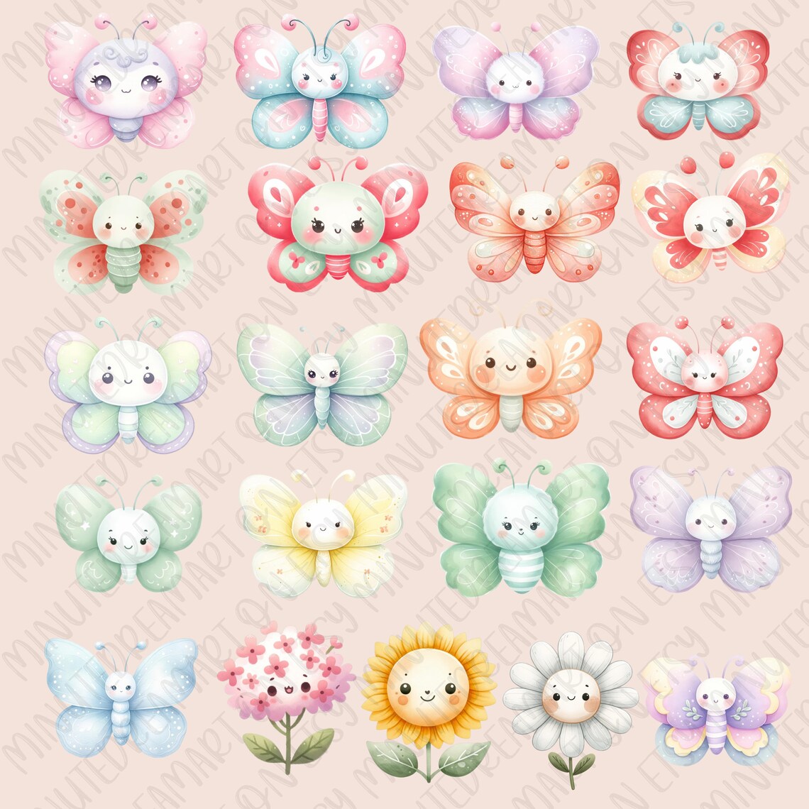 Cute Butterfly Clipart, Little Animals Png, Flower, Leaves, Vine, Baby ...