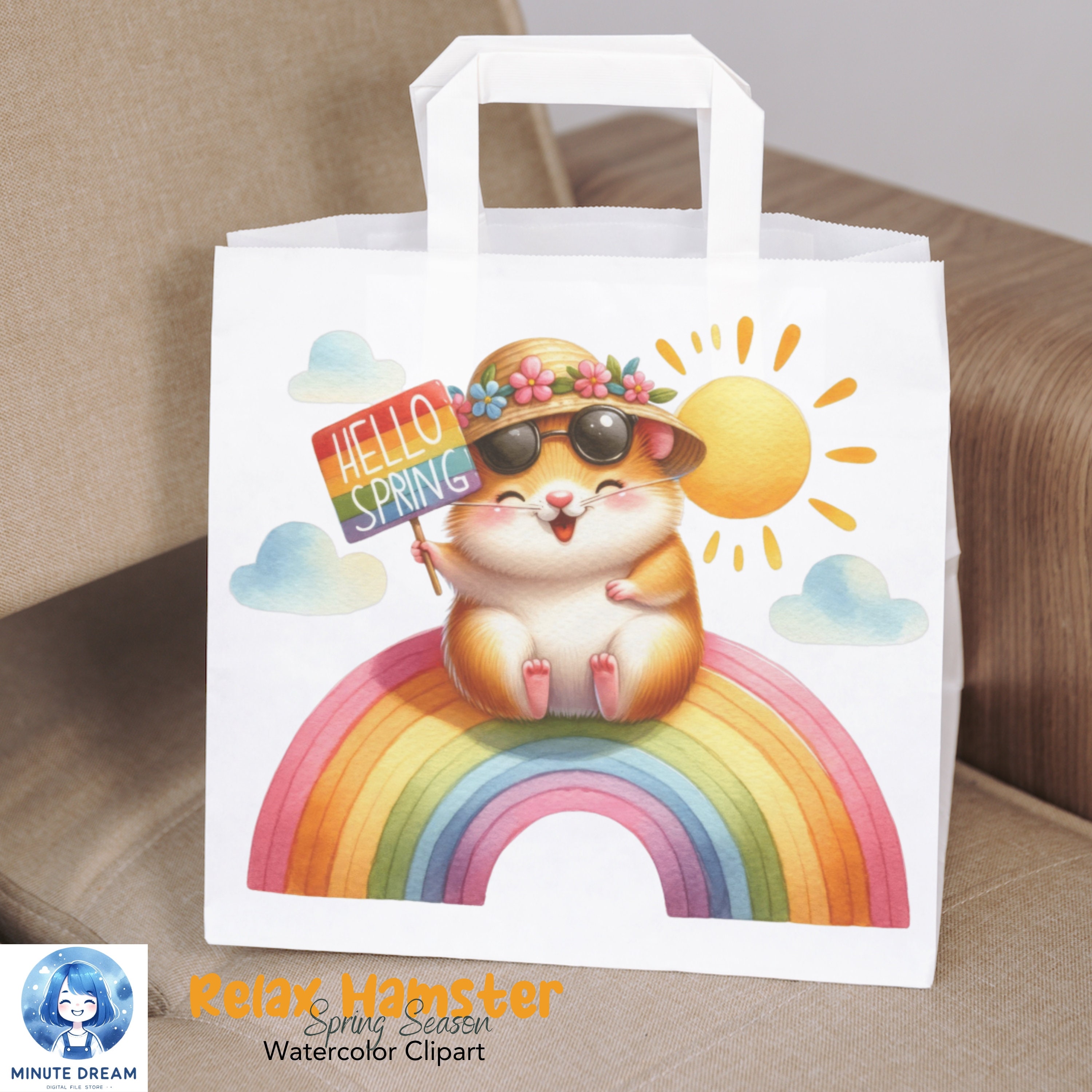 Cute Hamster Clipart, Relax Hamster, Gift for KID, Watercolor ...