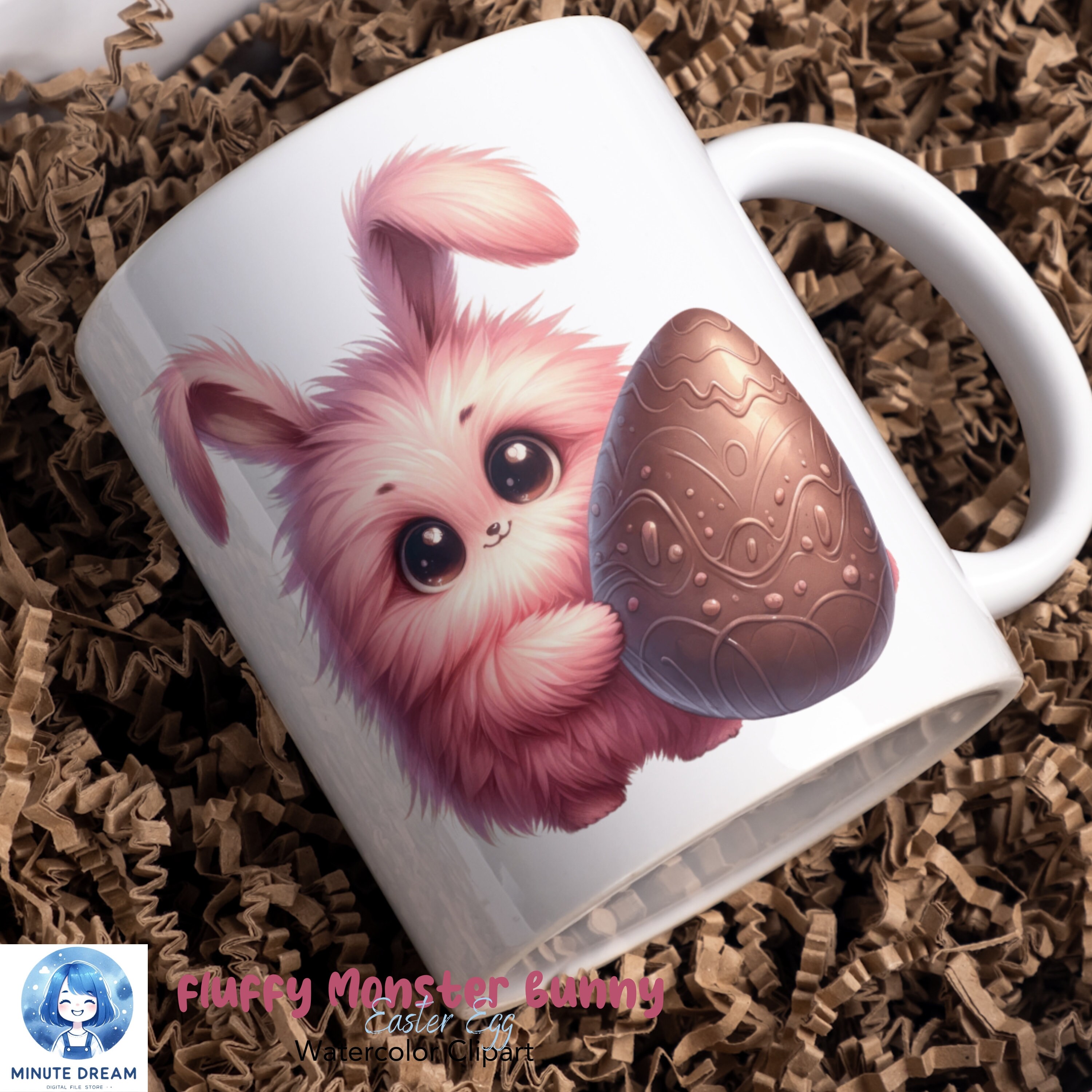 Watercolor Monster Bunny Clipart, Cute Fluffy Bunny Easter Egg Png ...