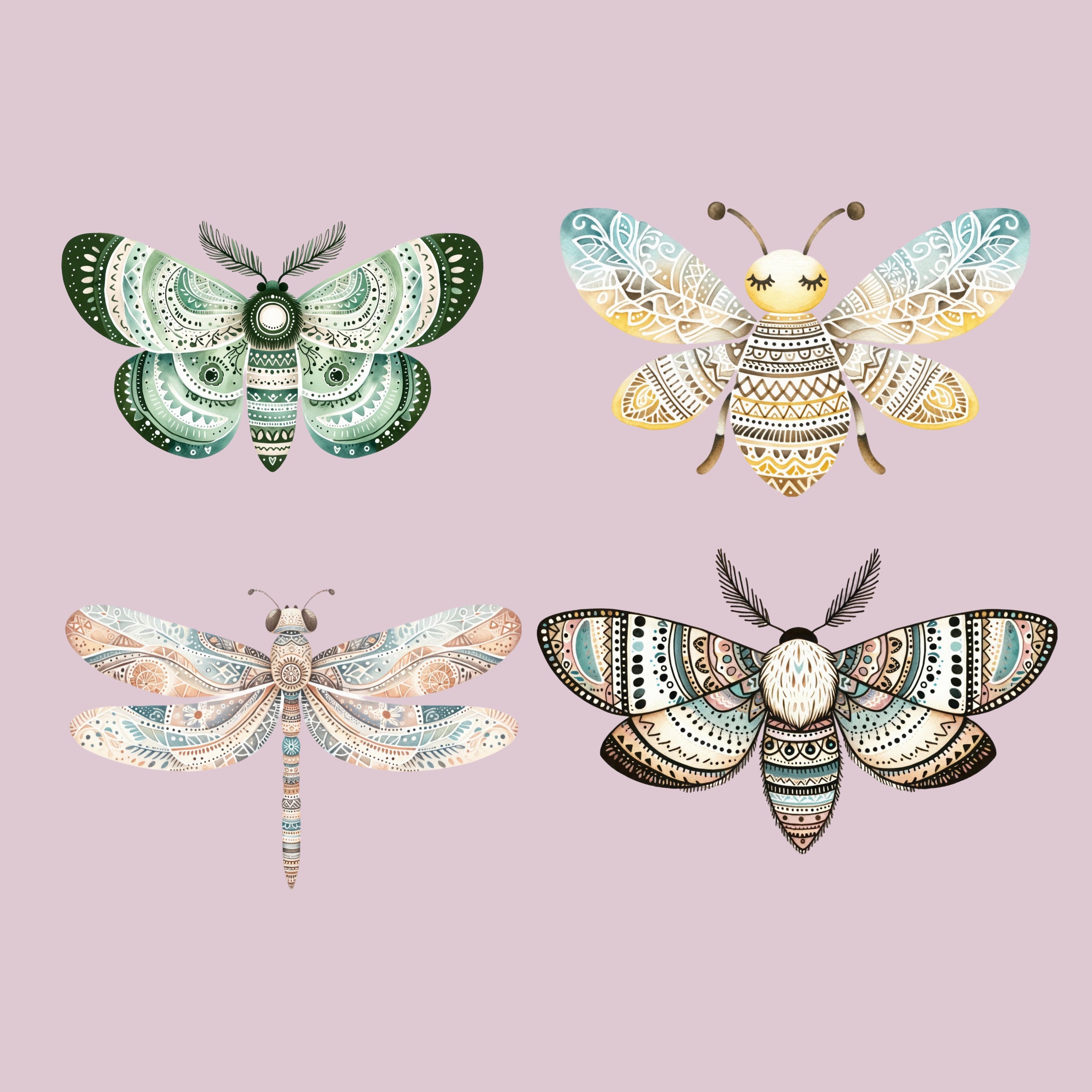 Boho Insect Clipart, Cute Animal Png, Watercolor Printing Sublimation ...