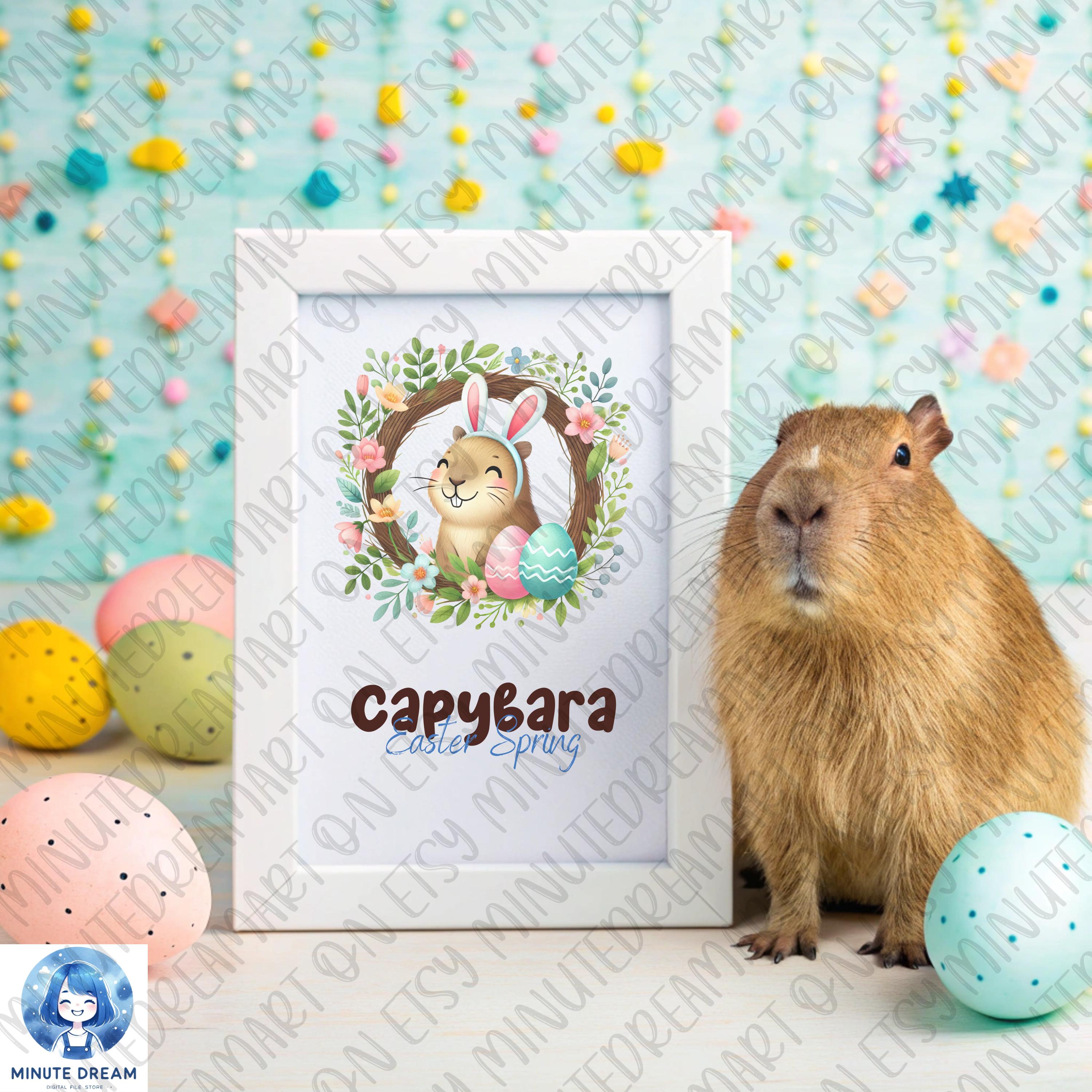 Easter Capybara Clipart: Watercolor Spring Animals (PNG) - Etsy