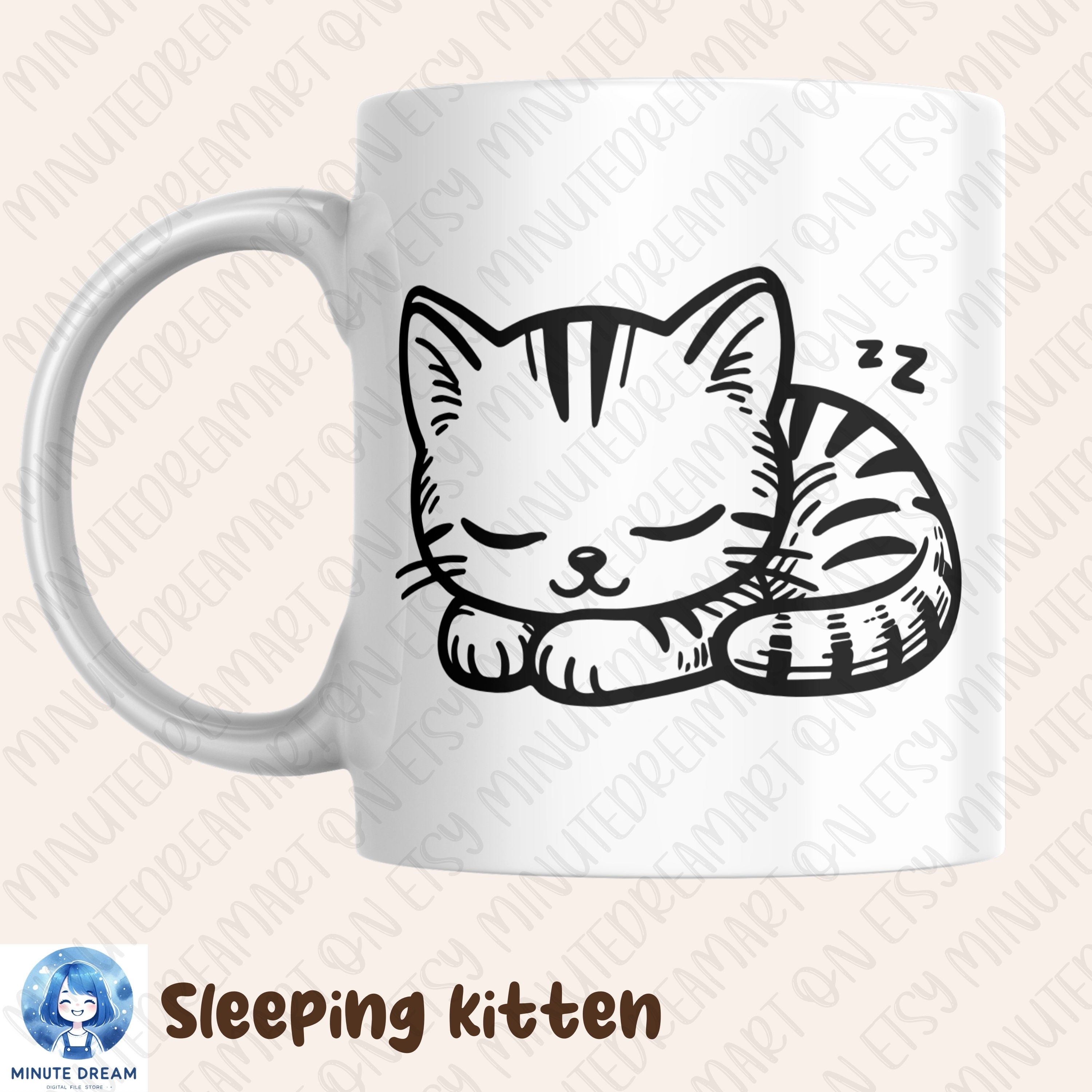 Sleeping Kitten SVG, Little Cat Sleep, PNG, JPG, Cut File for Cricut ...