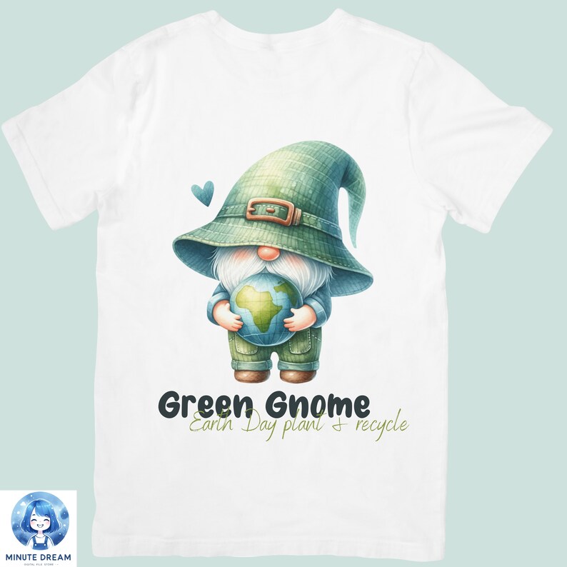 Green Gnome Clipart, Earth Day Clipart, Watercolor Sublimation, Plant ...