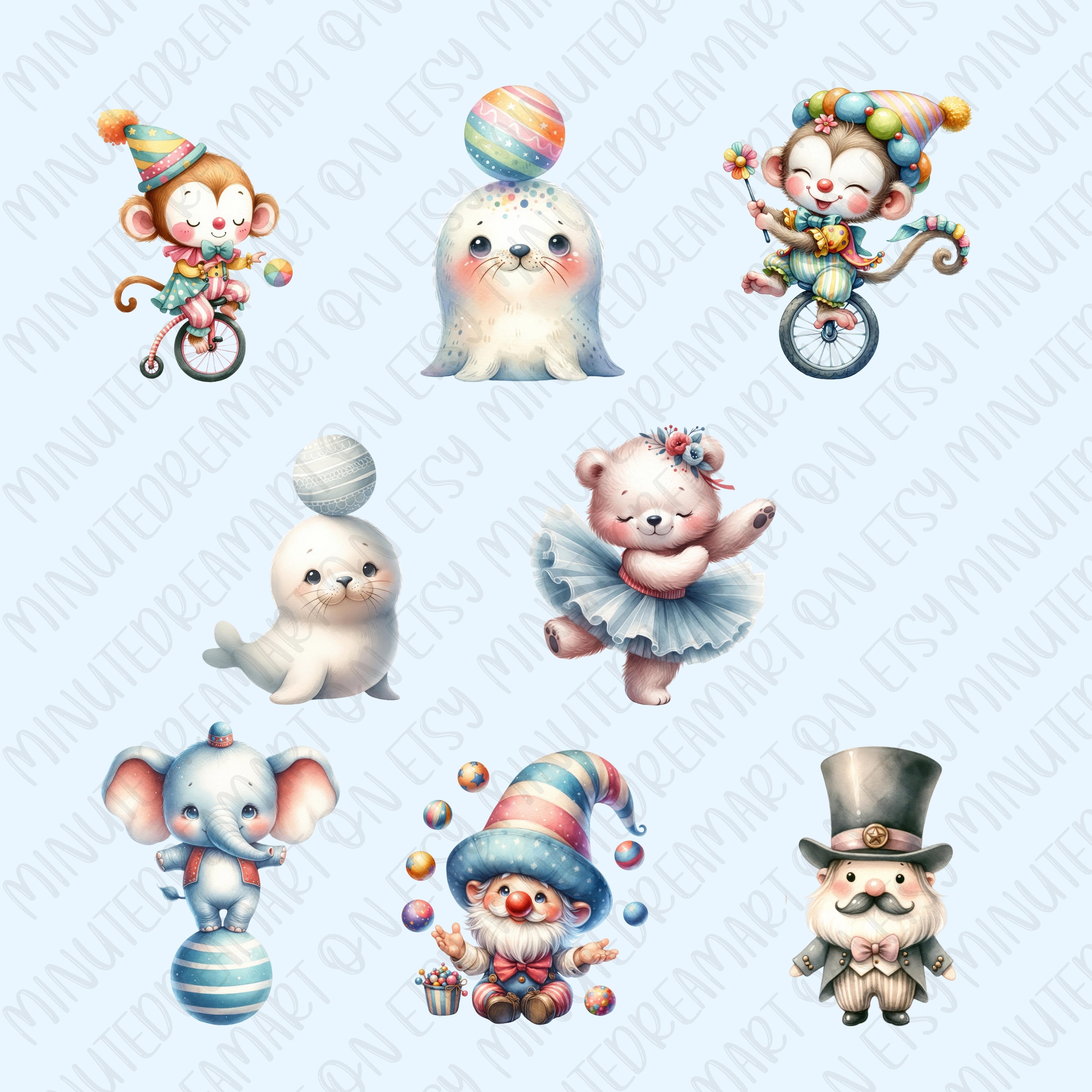 Circus Gnome Clipart, Clown Gnome PNG, Watercolor Sublimation, Clown ...